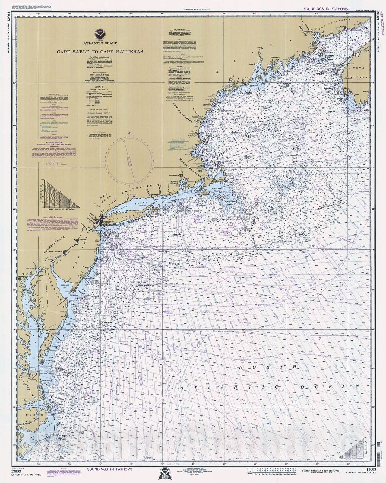 Historic Nautical Map - Cape Sable To Cape Hatteras, 1995 NOAA Chart ...