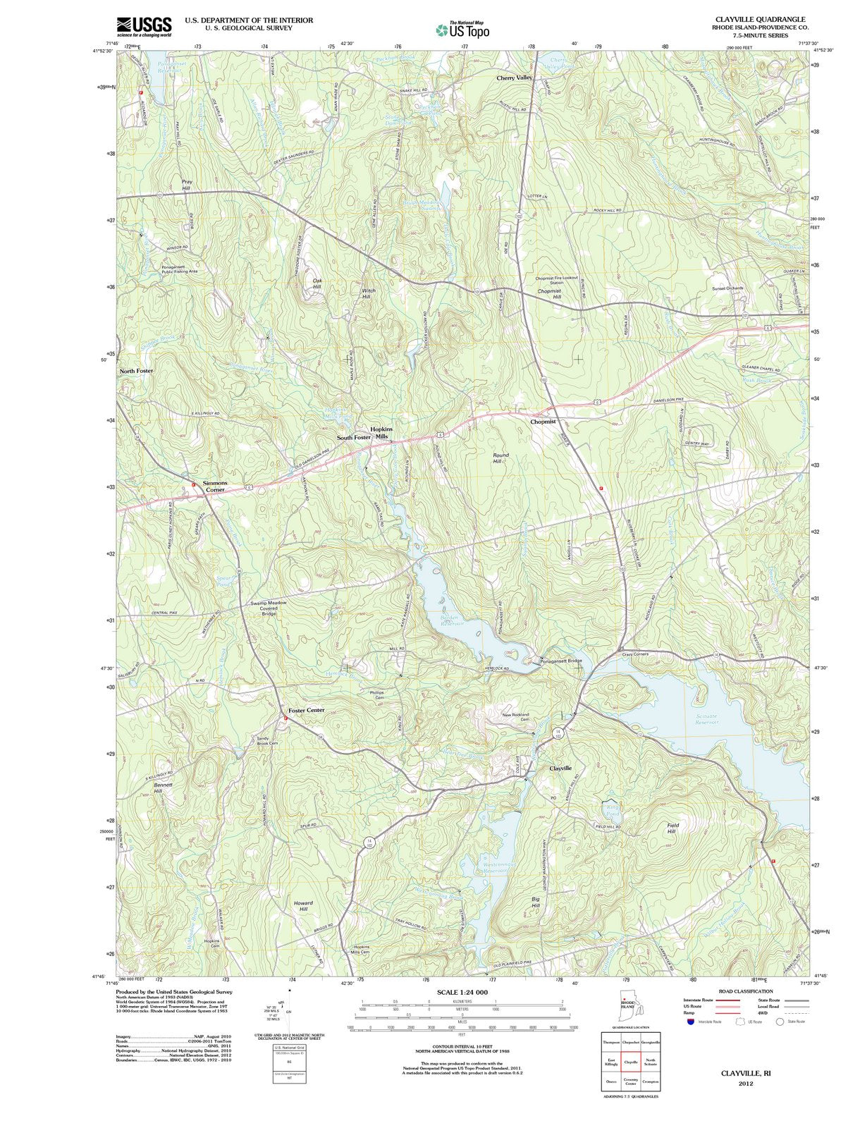 2012 Clayville, RI - Rhode Island - USGS Topographic Map - Historic ...