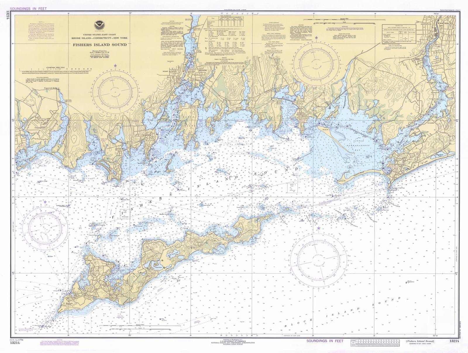 Historic Nautical Map - Fishers Island Sound, 1979 NOAA Chart - Rhode ...