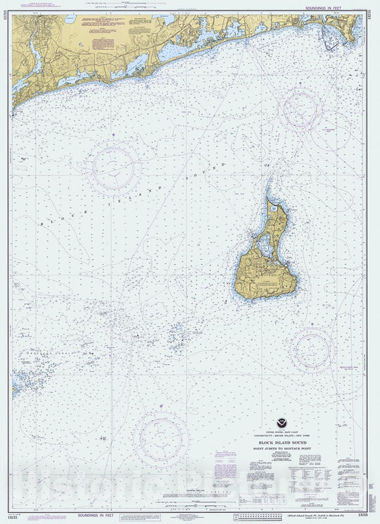 Historic Nautical Map - Block Island Sound Pt Judith To Montauk Pt, 19 ...