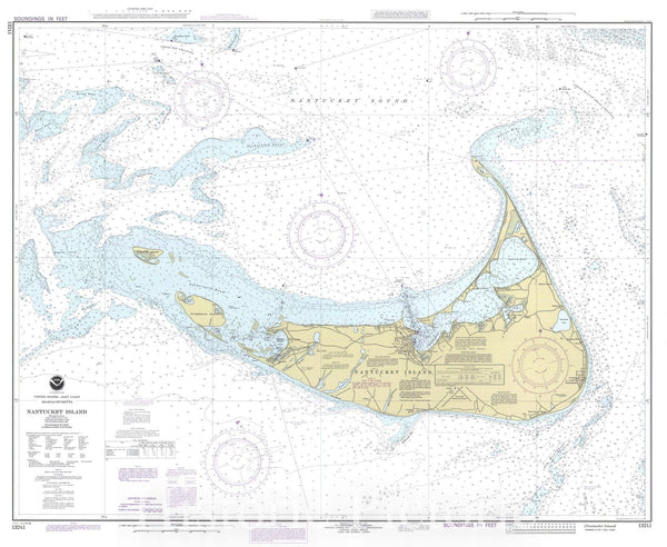 Nantucket Island Nautical Chart 1992 Map Print | Historic Pictoric