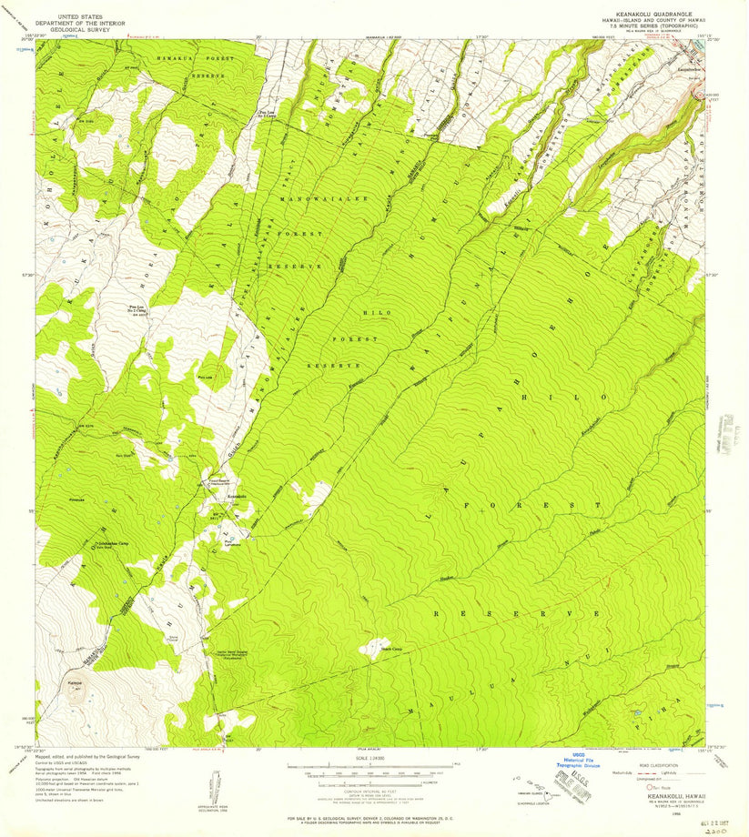 1956 Keanakolu, HI - Hawaii - USGS Topographic Map – Historic Pictoric