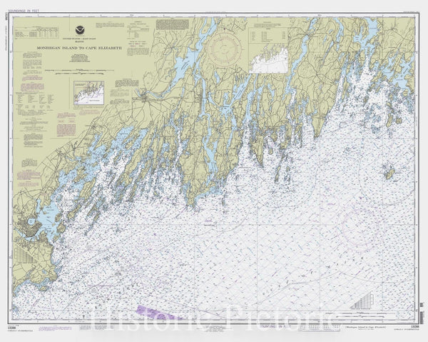 Historic Nautical Map - Monhegan Island To Cape Elizabeth, 1995 NOAA C ...