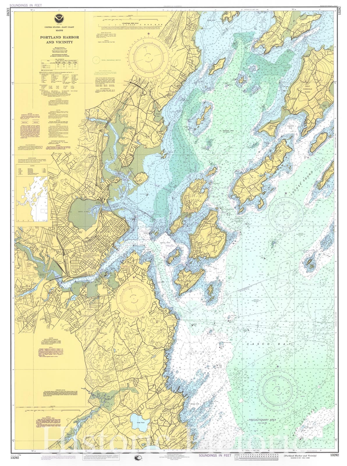 Historic Nautical Map - Portland Harbor And Vicinity, 1998 NOAA Chart ...
