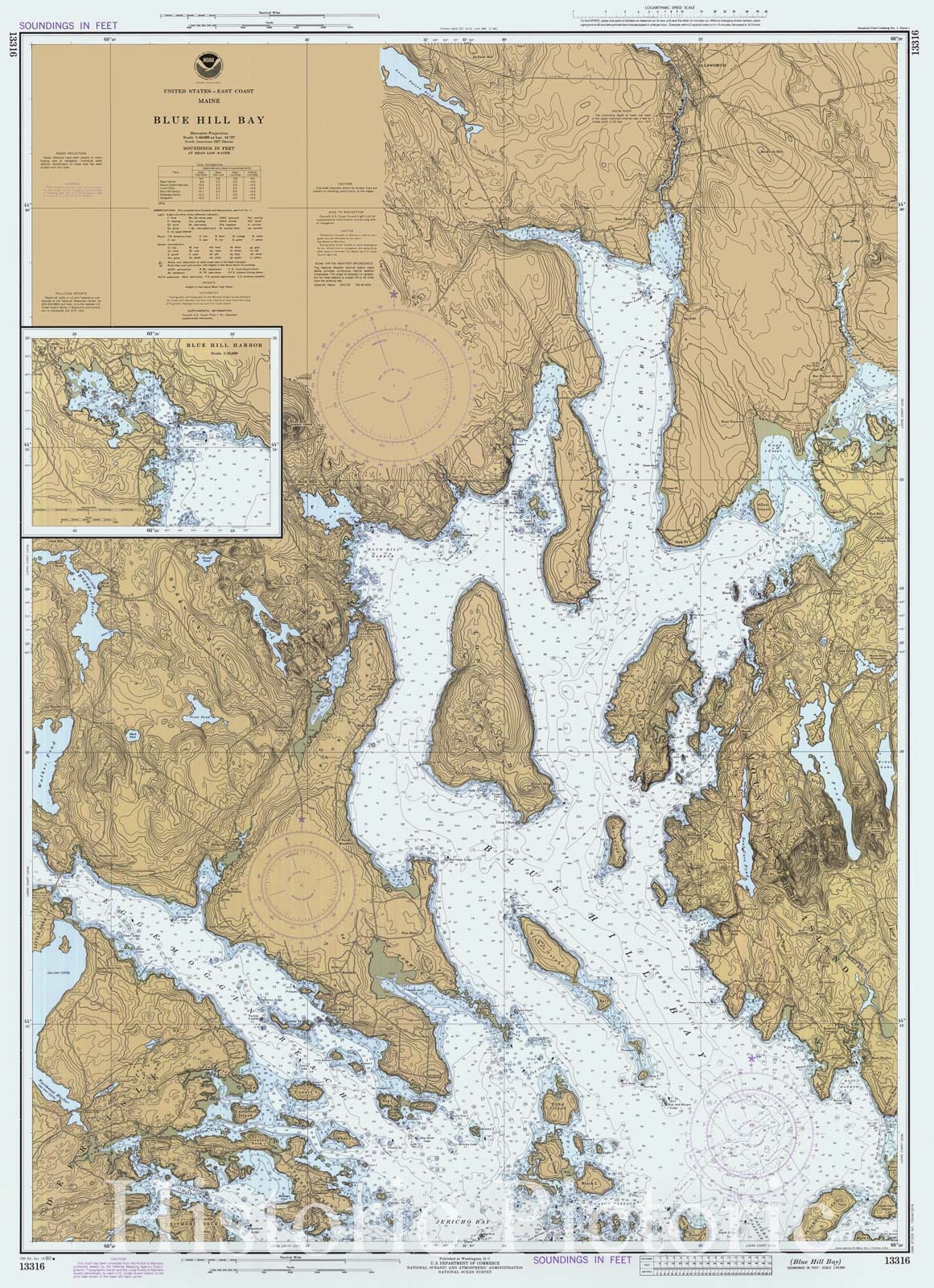 Historic Nautical Map - Blue Hill Bay, 1980 NOAA Chart - Maine (ME ...