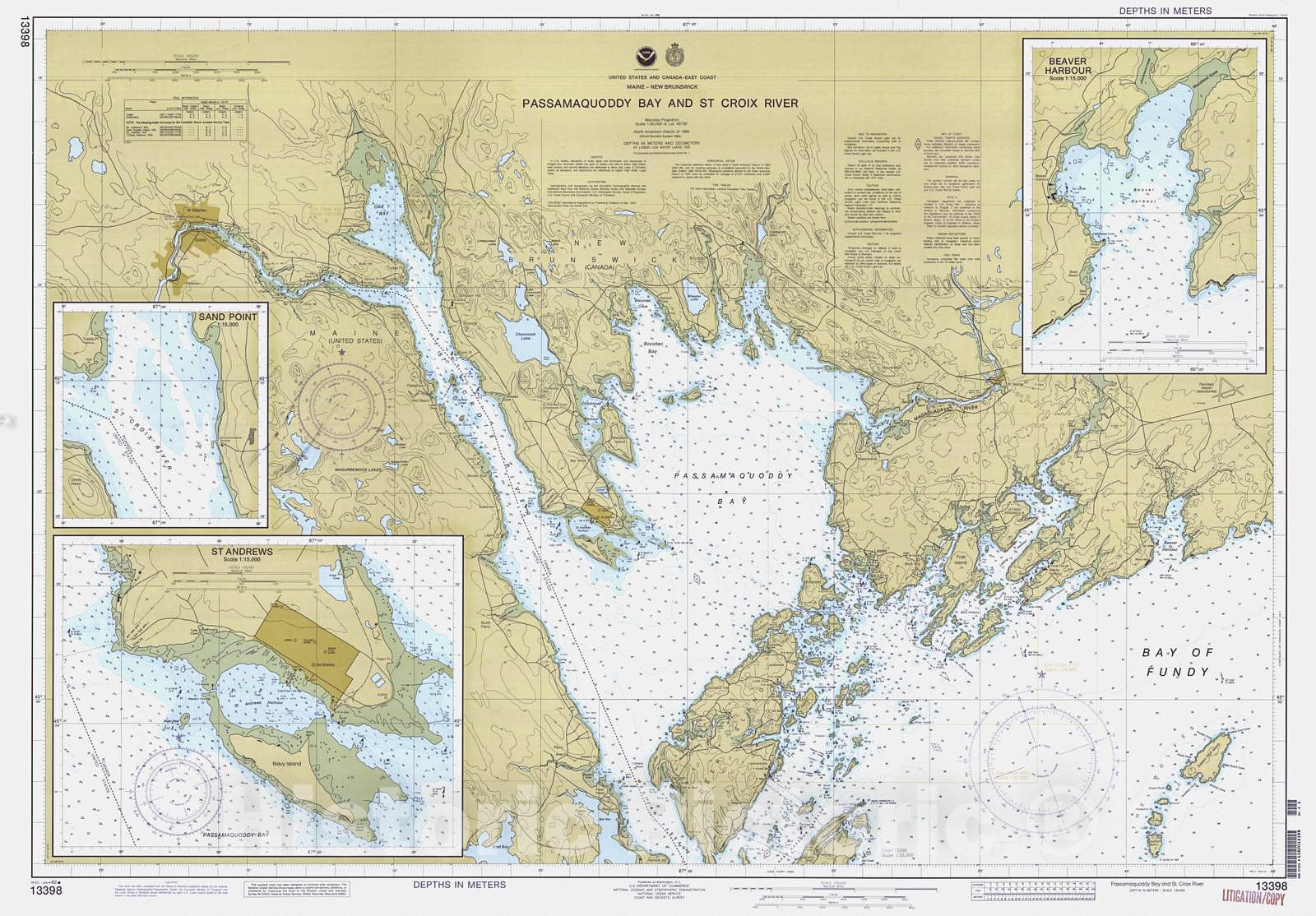 Historic Nautical Map - Passamaquoddy Bay And St Croix River, 1992 NOA ...