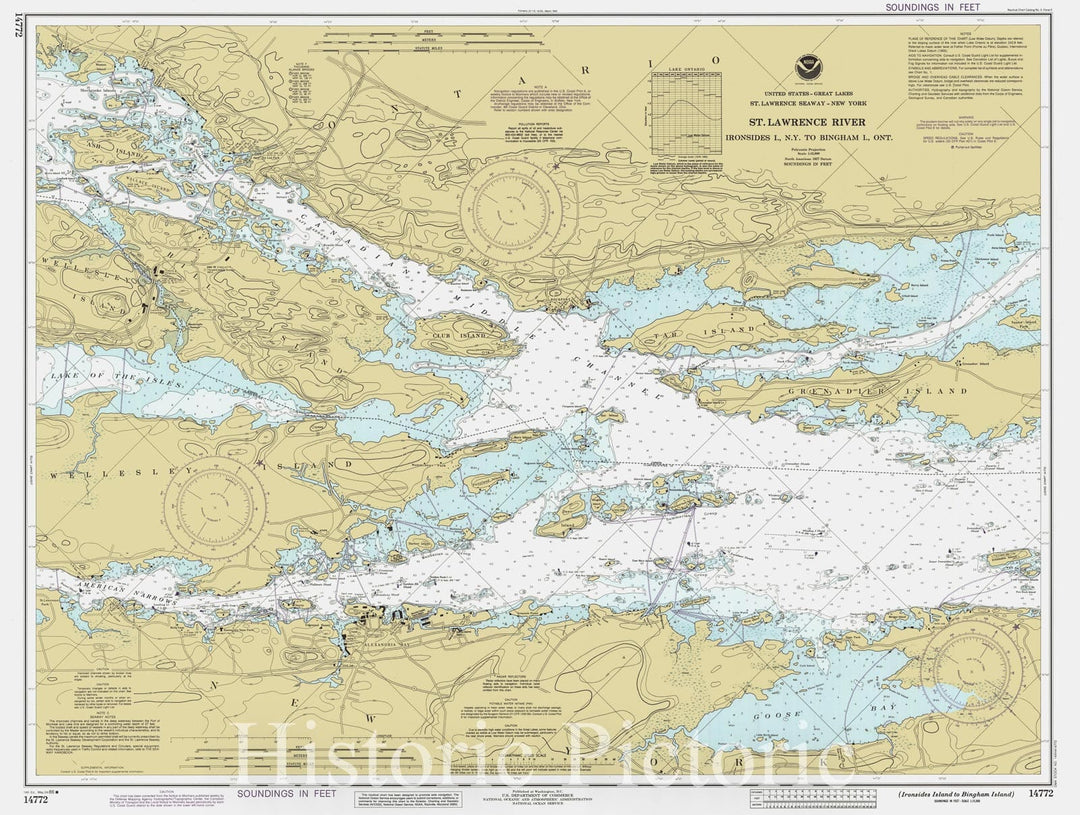 Historic Nautical Map - St Lawrence River Ironsides Island To Bingham ...