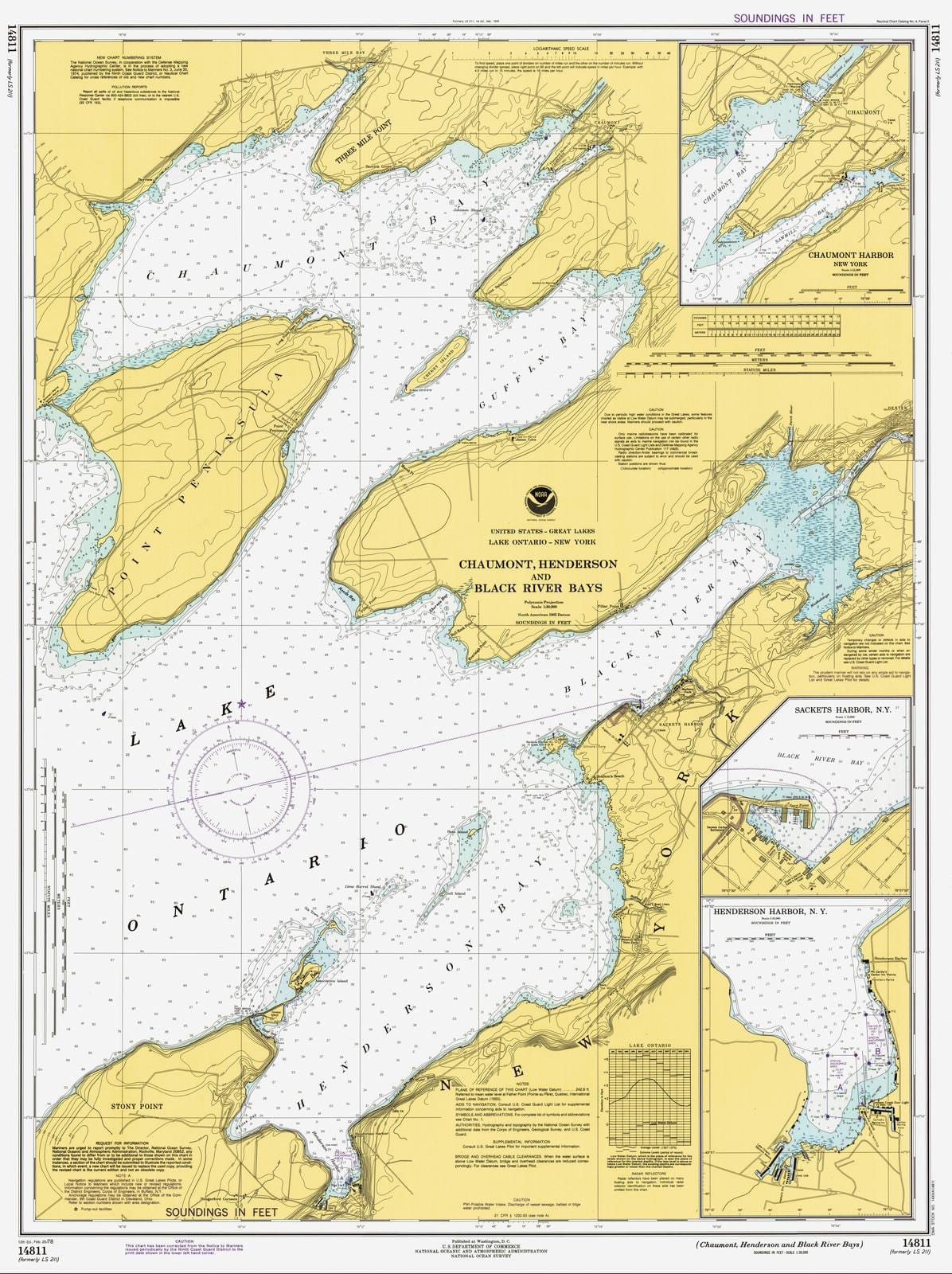 Historic Nautical Map - Chaumont Henderson And Black River Bays, 1978 ...