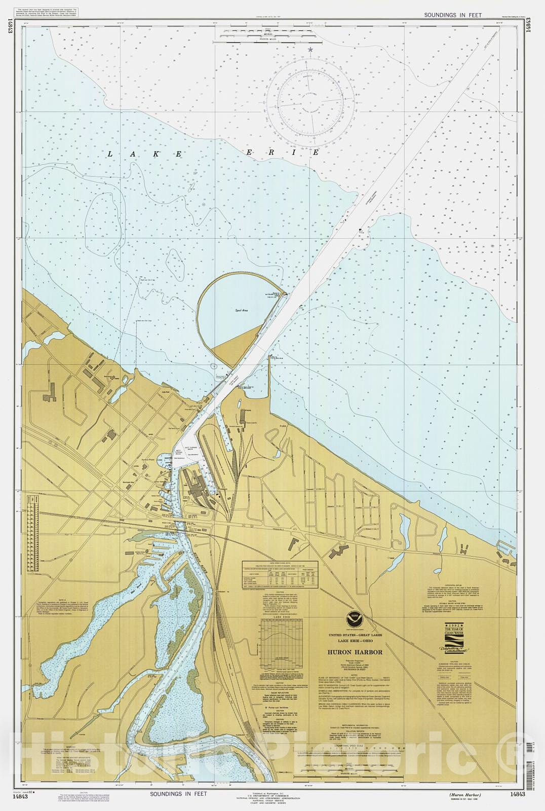 Historic Nautical Map - Huron Harbor, 1992 NOAA Chart - Ohio (OH) - Vi ...