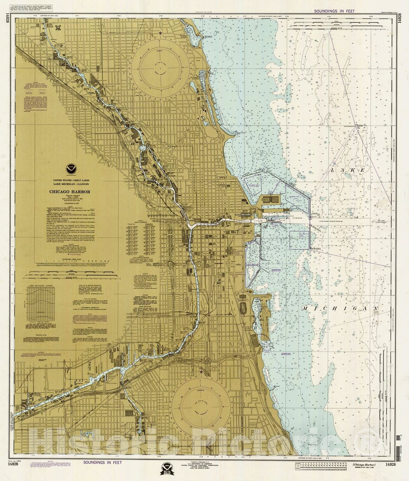 Historic Nautical Map - Chicago Harbor, 1995 NOAA Chart - Illinois (IL ...