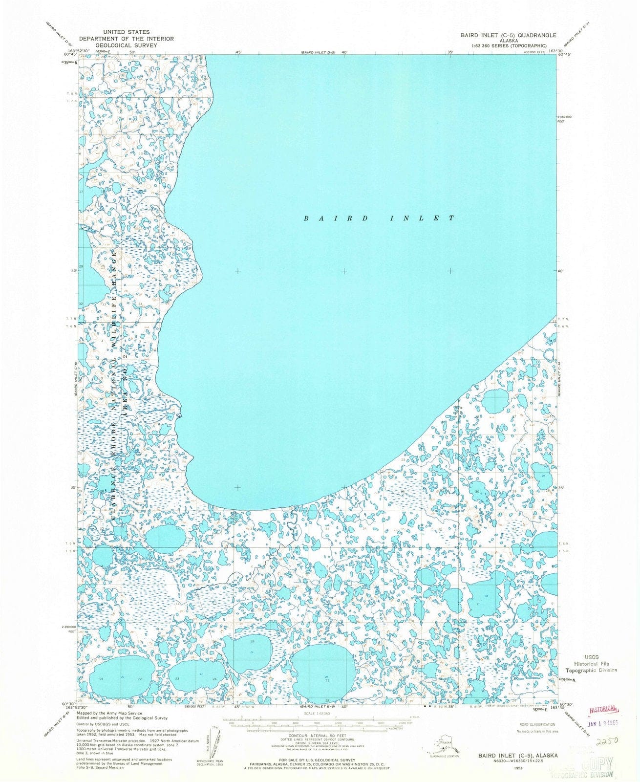1953 Baird Inlet, AK - Alaska - USGS Topographic Map v2 – Historic Pictoric