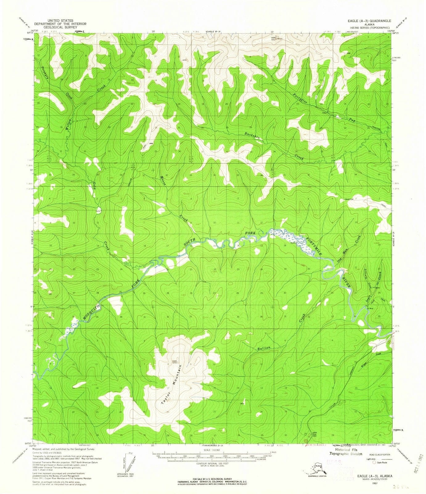 1957 Eagle, AK - Alaska - USGS Topographic Map – Historic Pictoric