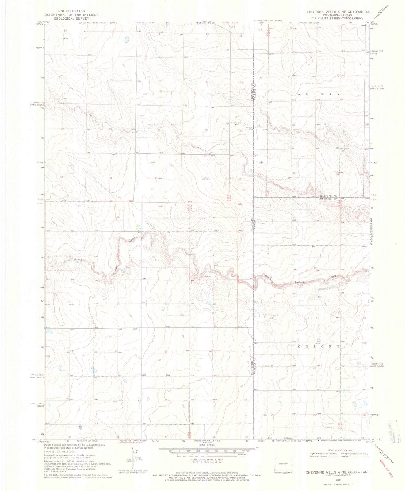 1969 Cheyenne Wells 4, CO - Colorado - USGS Topographic Map – Historic ...