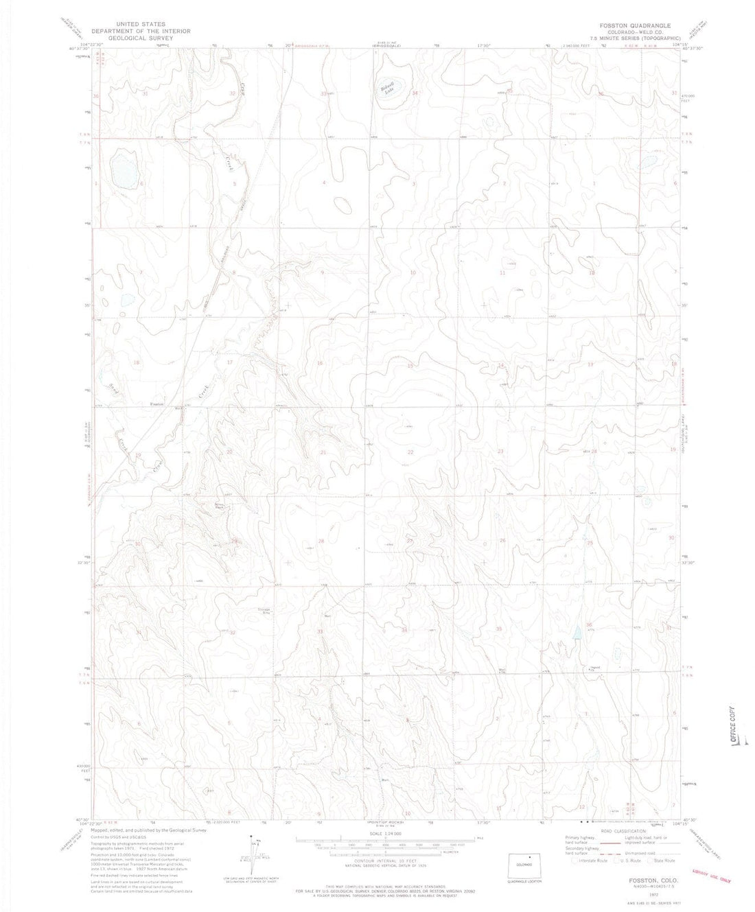 1972 Fosston, CO - Colorado - USGS Topographic Map – Historic Pictoric