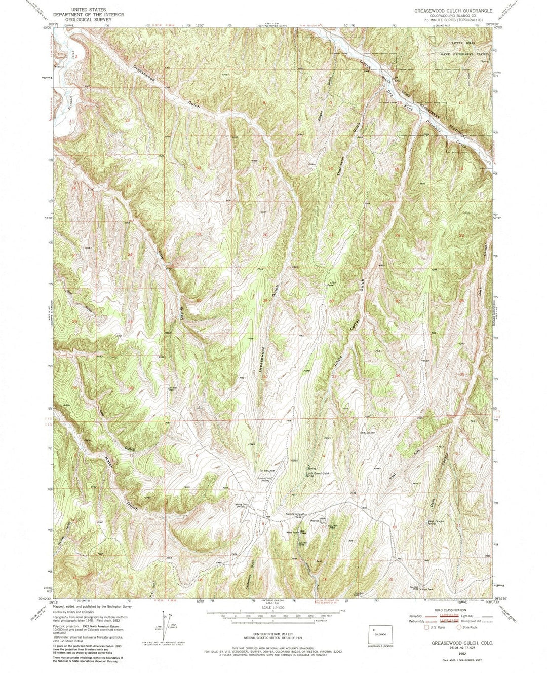 1952 Greasewood Gulch, CO - Colorado - USGS Topographic Map – Historic ...