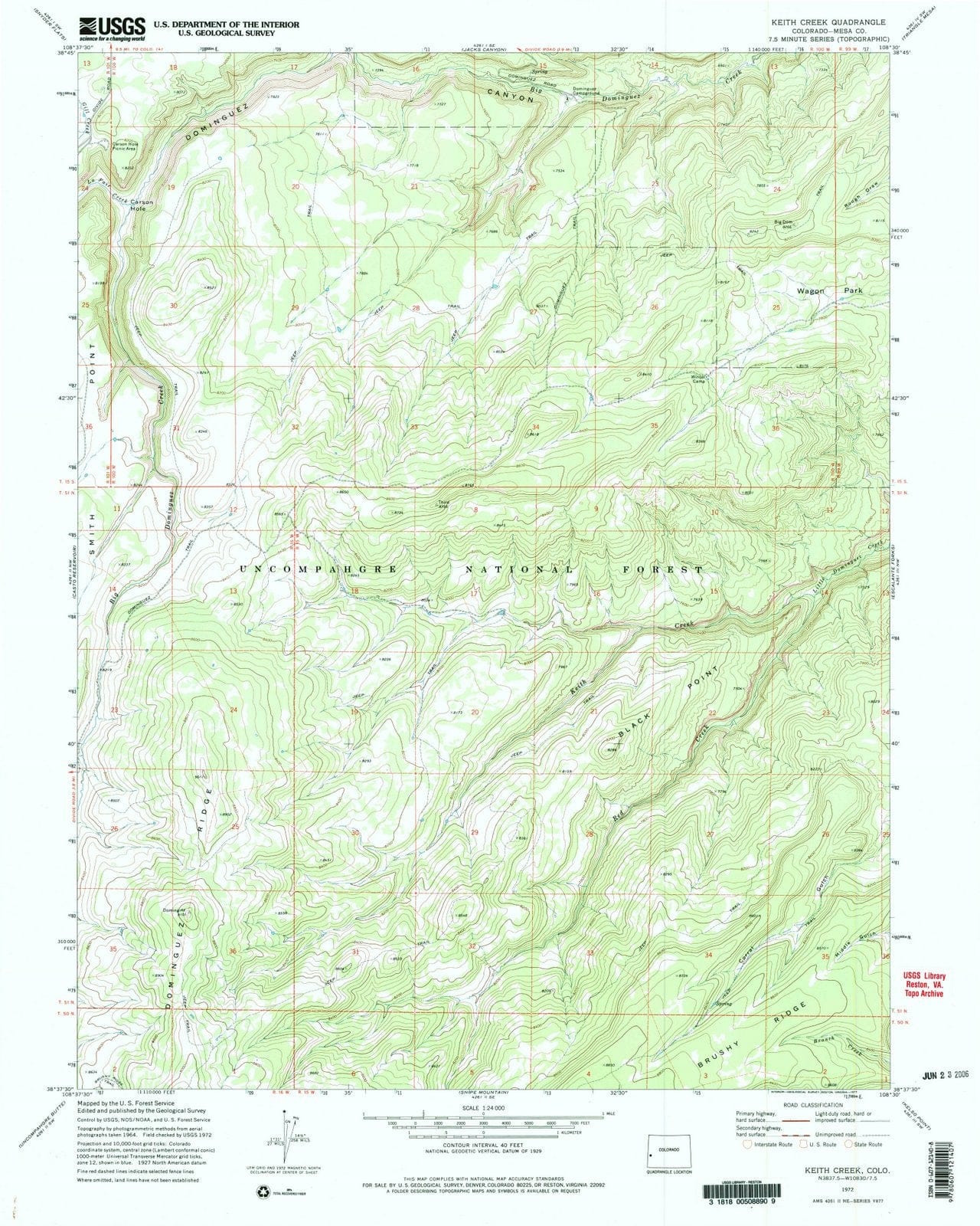 1972 Keith Creek, CO - Colorado - USGS Topographic Map – Historic Pictoric