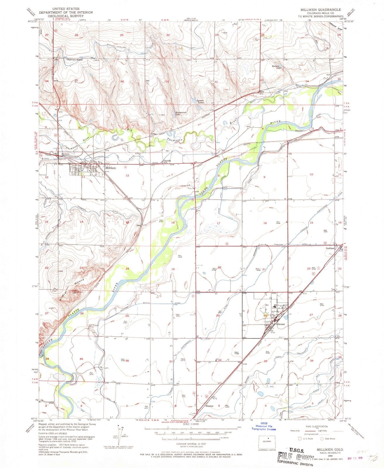 1950 Milliken, CO - Colorado - USGS Topographic Map – Historic Pictoric