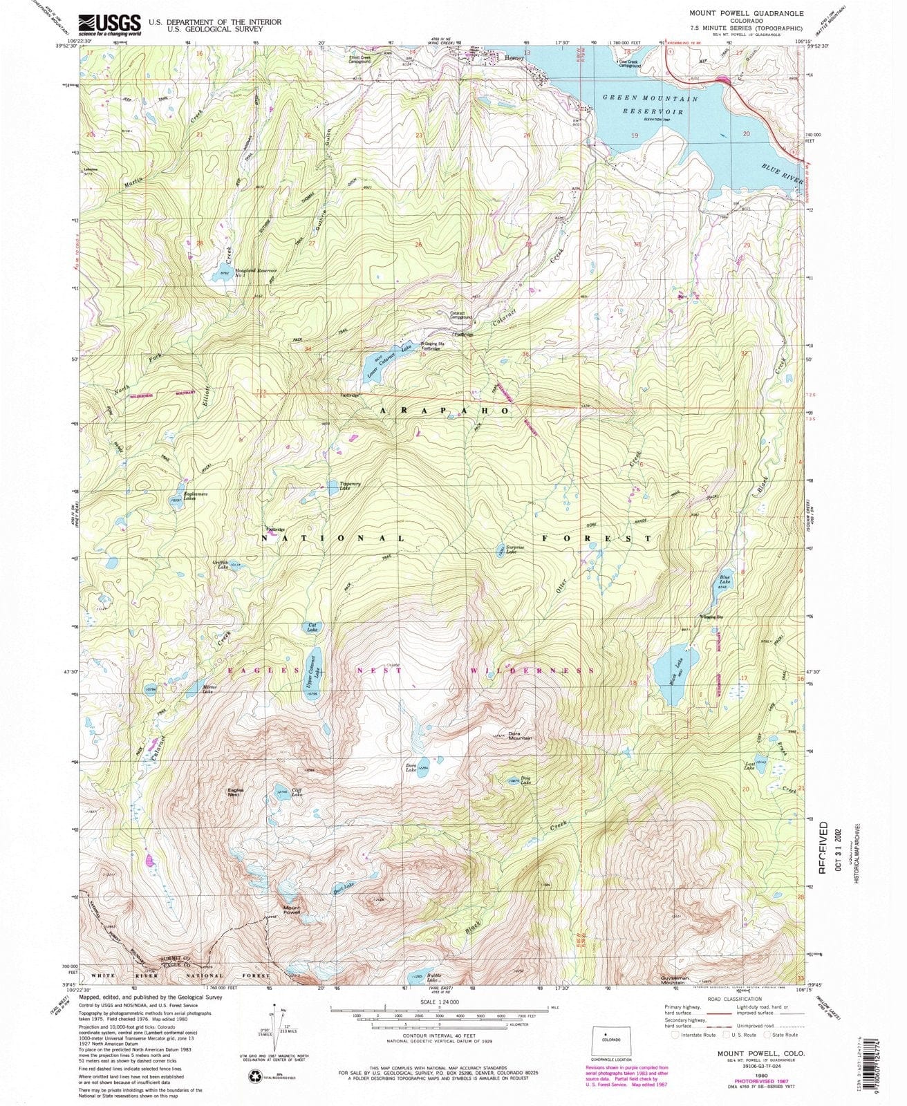 1980 Mount Powell, CO - Colorado - USGS Topographic Map – Historic Pictoric