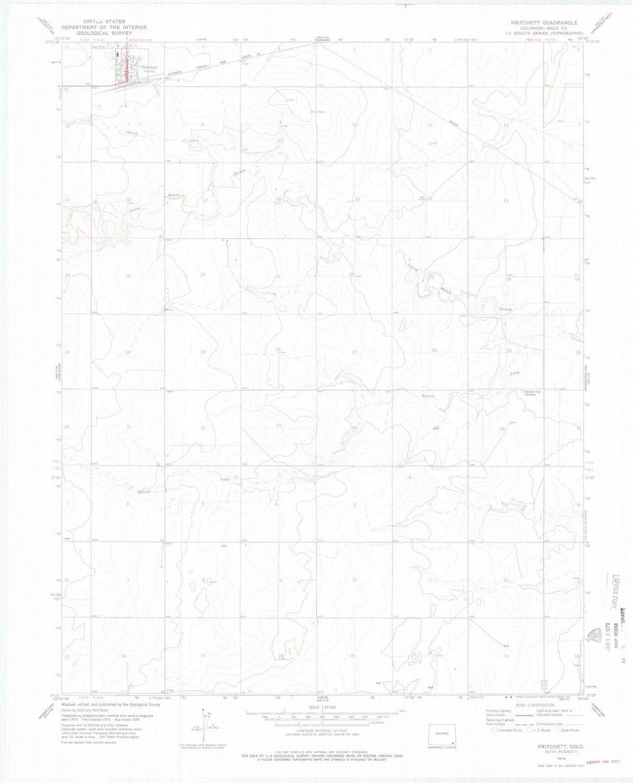 1978 Pritchett, CO - Colorado - USGS Topographic Map – Historic Pictoric