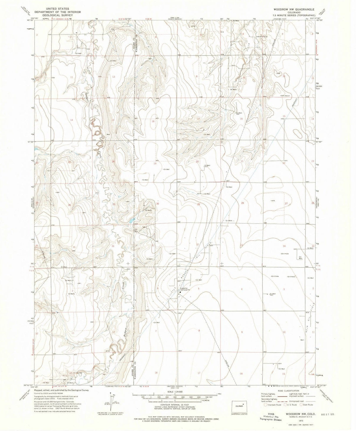 1973 Woodrow, CO - Colorado - USGS Topographic Map – Historic Pictoric