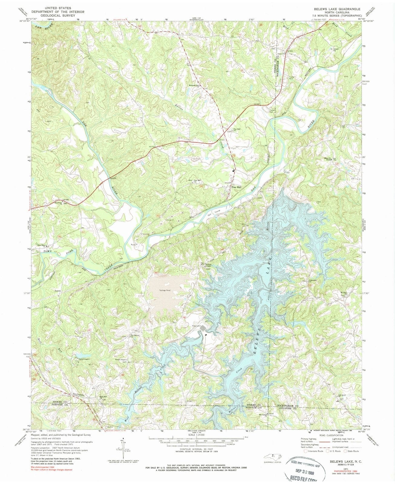 1971 Belews Lake, NC - North Carolina - USGS Topographic Map - Historic ...