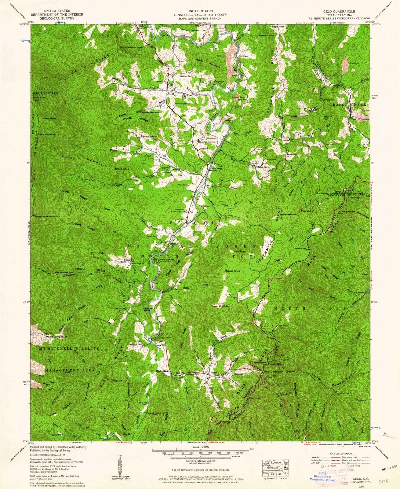 1960 Celo, NC - North Carolina - USGS Topographic Map – Historic Pictoric
