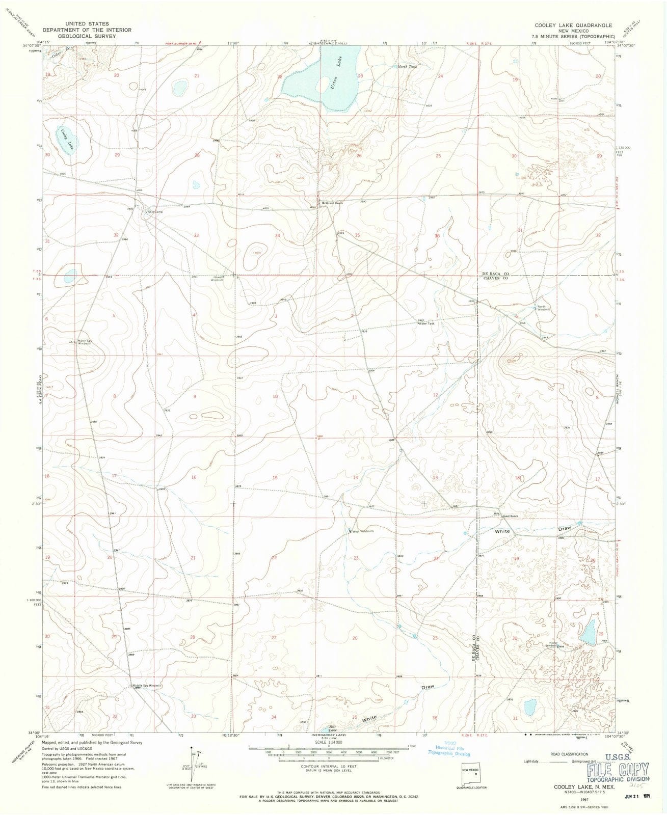 Cooley Lake New Mexico USGS Topographic Map 1967 | Historic Pictoric