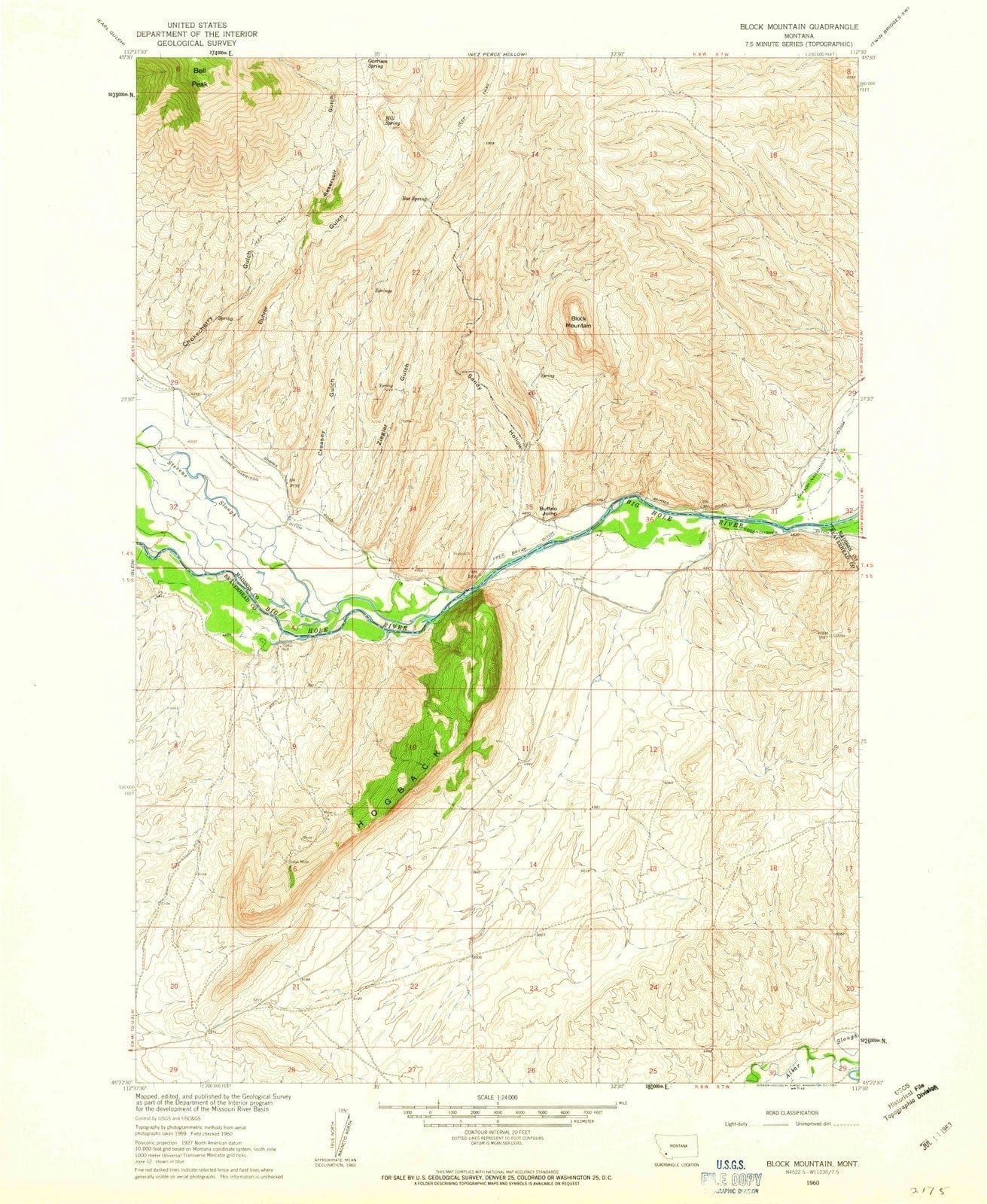 1960 Block Mountain, MT - Montana - USGS Topographic Map – Historic ...