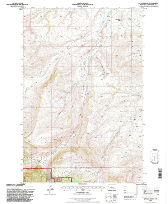 1995 Cayuse Basin, MT - Montana - USGS Topographic Map – Historic Pictoric