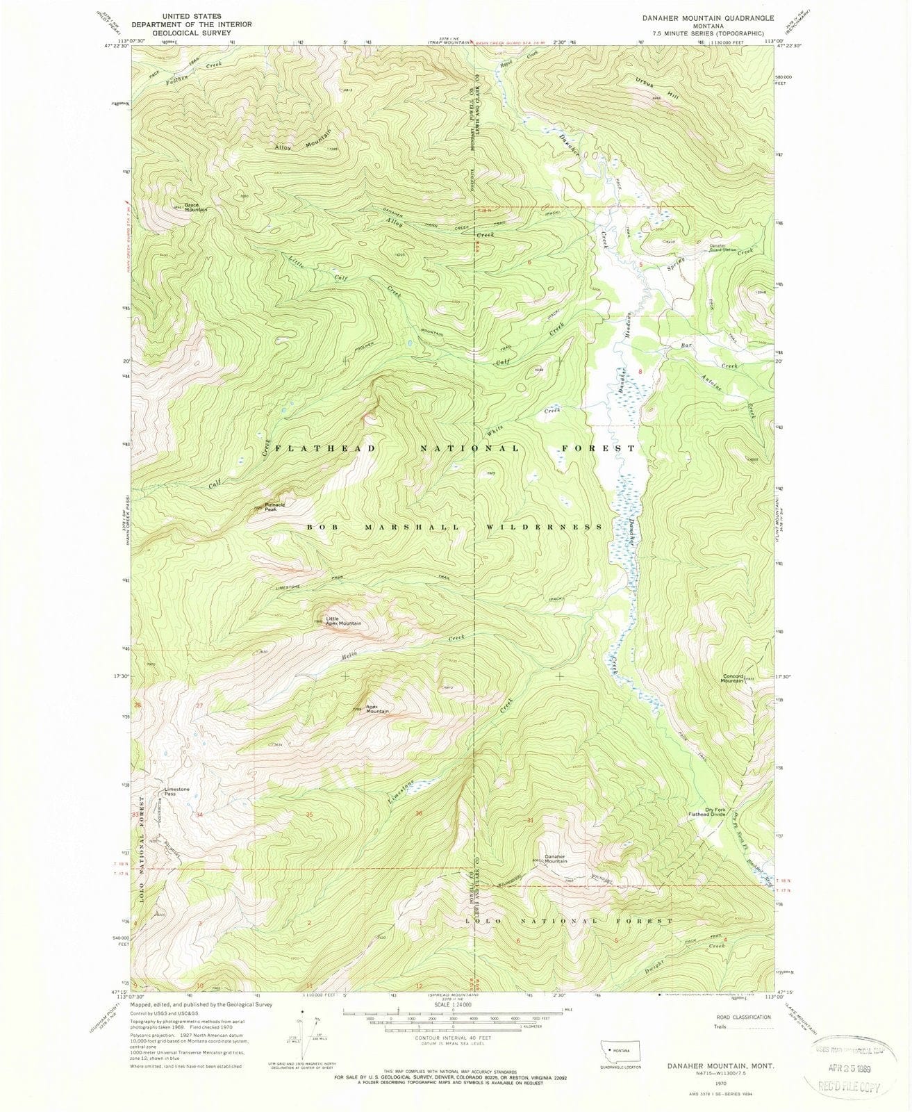 1970 Danaher Mountain, MT - Montana - USGS Topographic Map – Historic ...