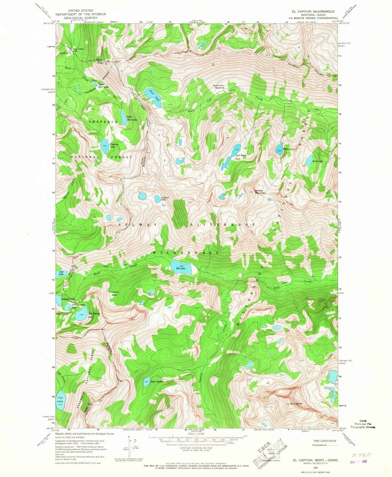 1964 El Capitan, MT - Montana - USGS Topographic Map – Historic Pictoric