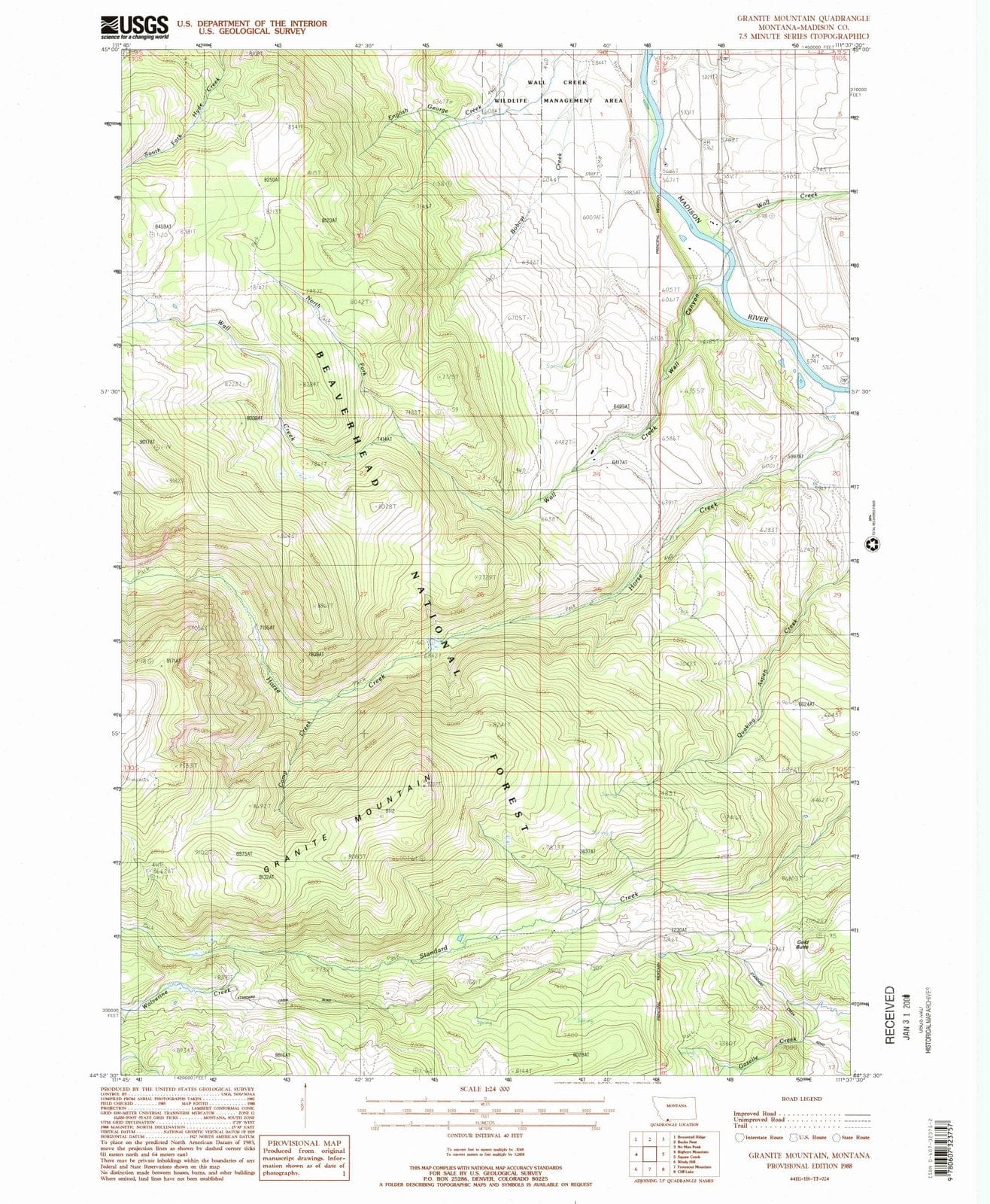 1988 Granite Mountain, MT - Montana - USGS Topographic Map – Historic ...