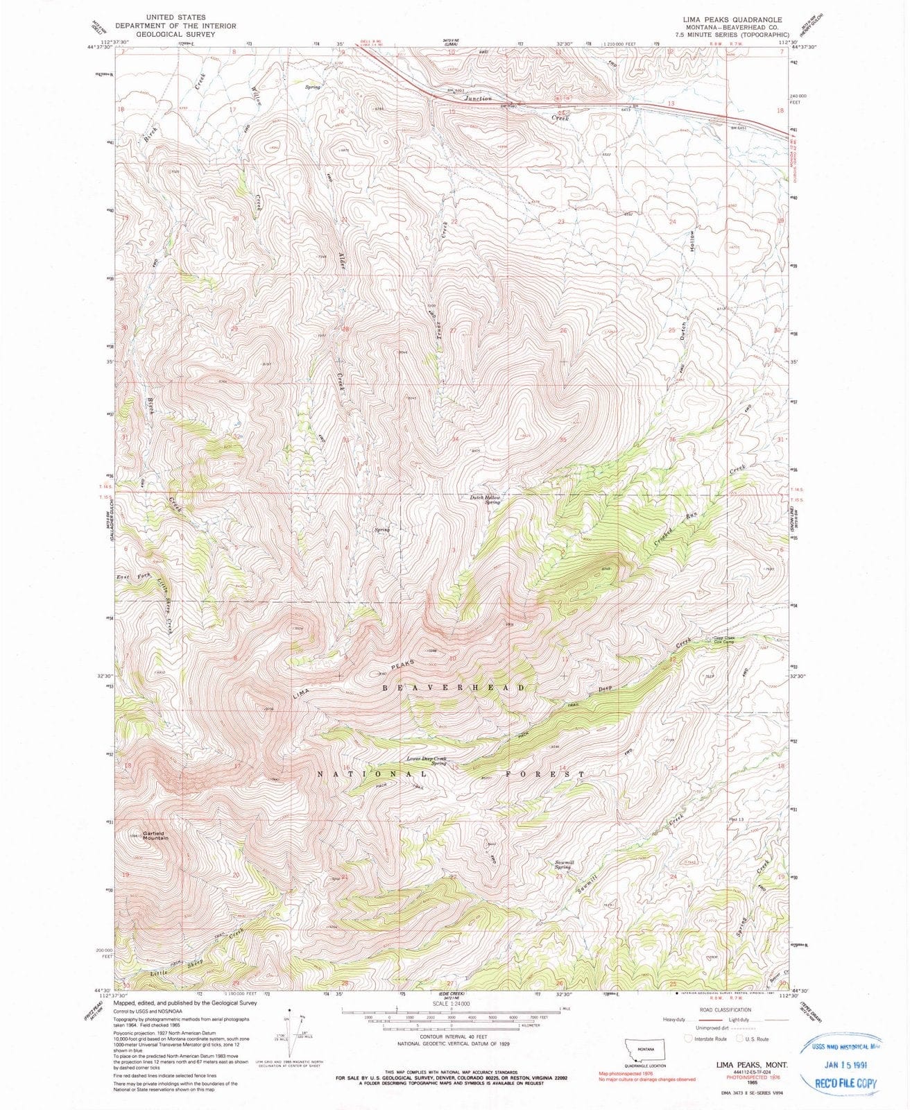 1965 Lima Peaks, MT - Montana - USGS Topographic Map – Historic Pictoric