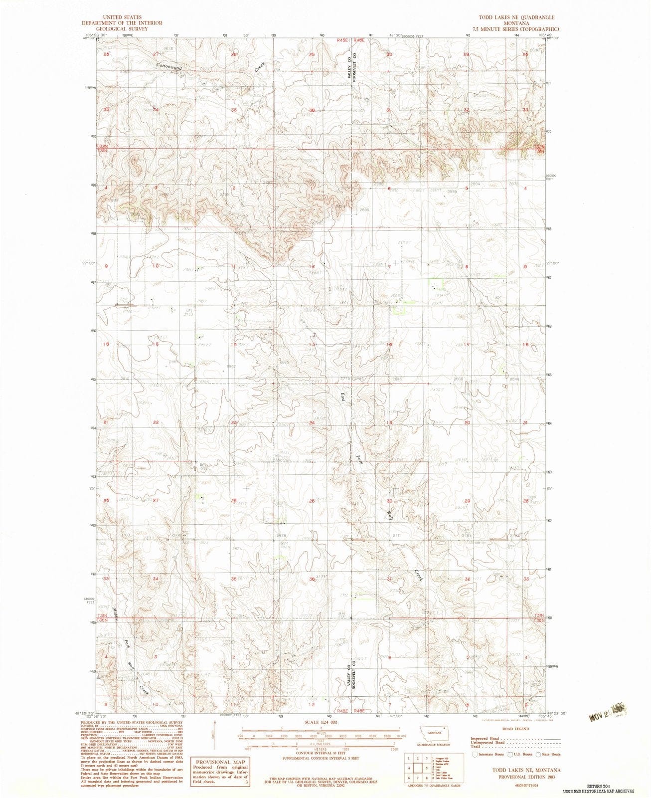 1983 Todd Lakes, MT - Montana - USGS Topographic Map - Historic Pictoric