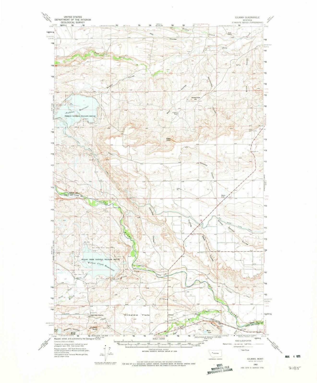 1960 Gilman, MT - Montana - USGS Topographic Map – Historic Pictoric