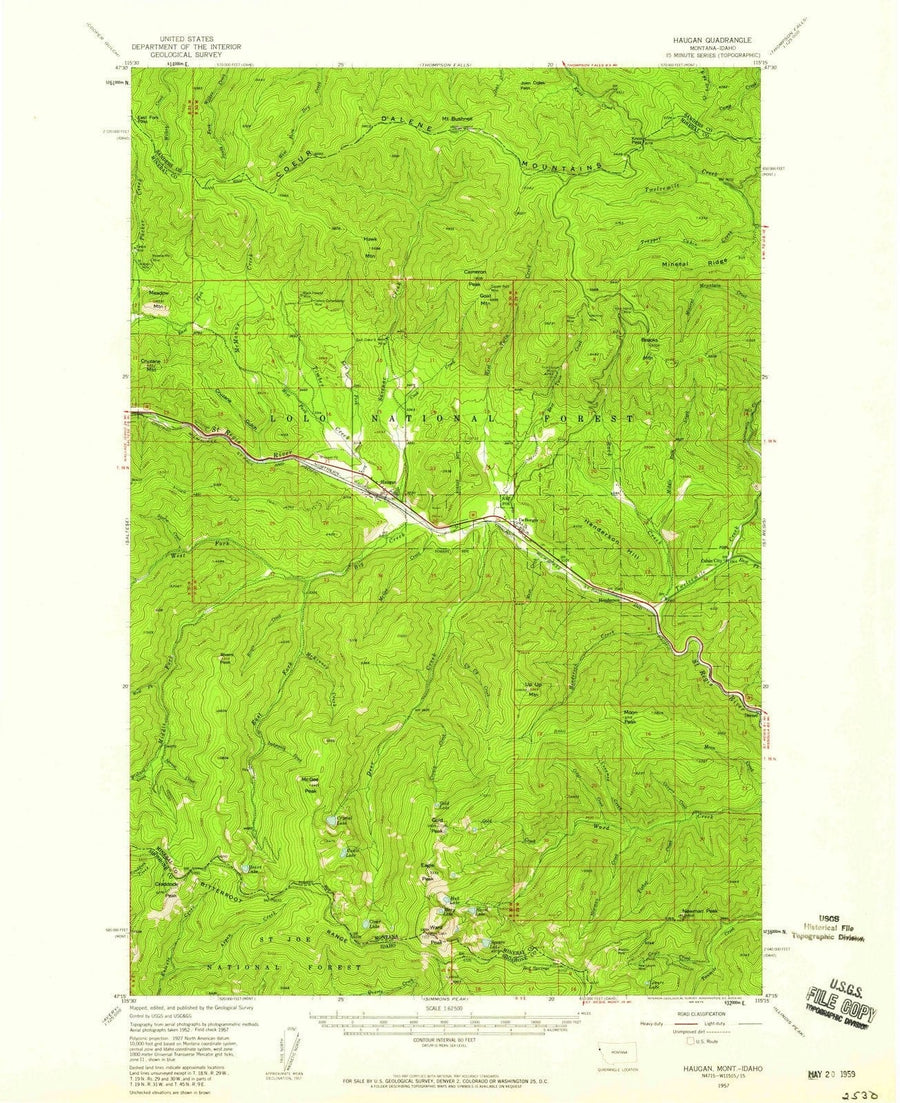 1957 Haugan, MT - Montana - USGS Topographic Map – Historic Pictoric