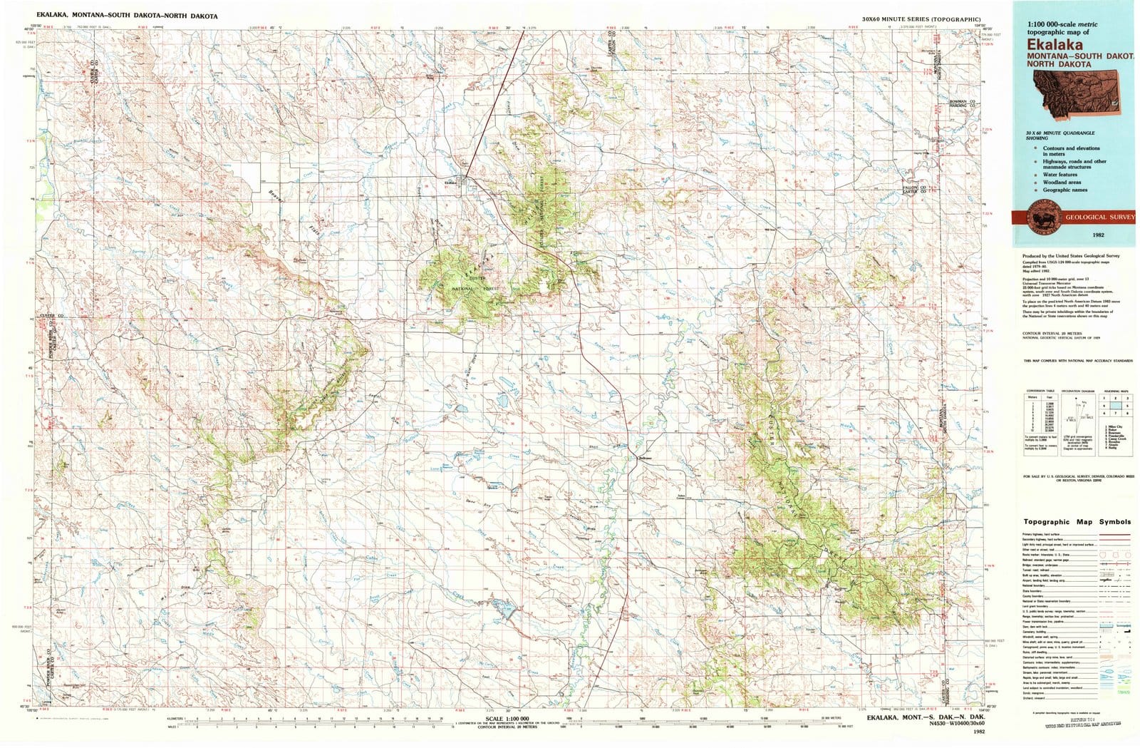 1982 Ekalaka, MT - Montana - USGS Topographic Map – Historic Pictoric