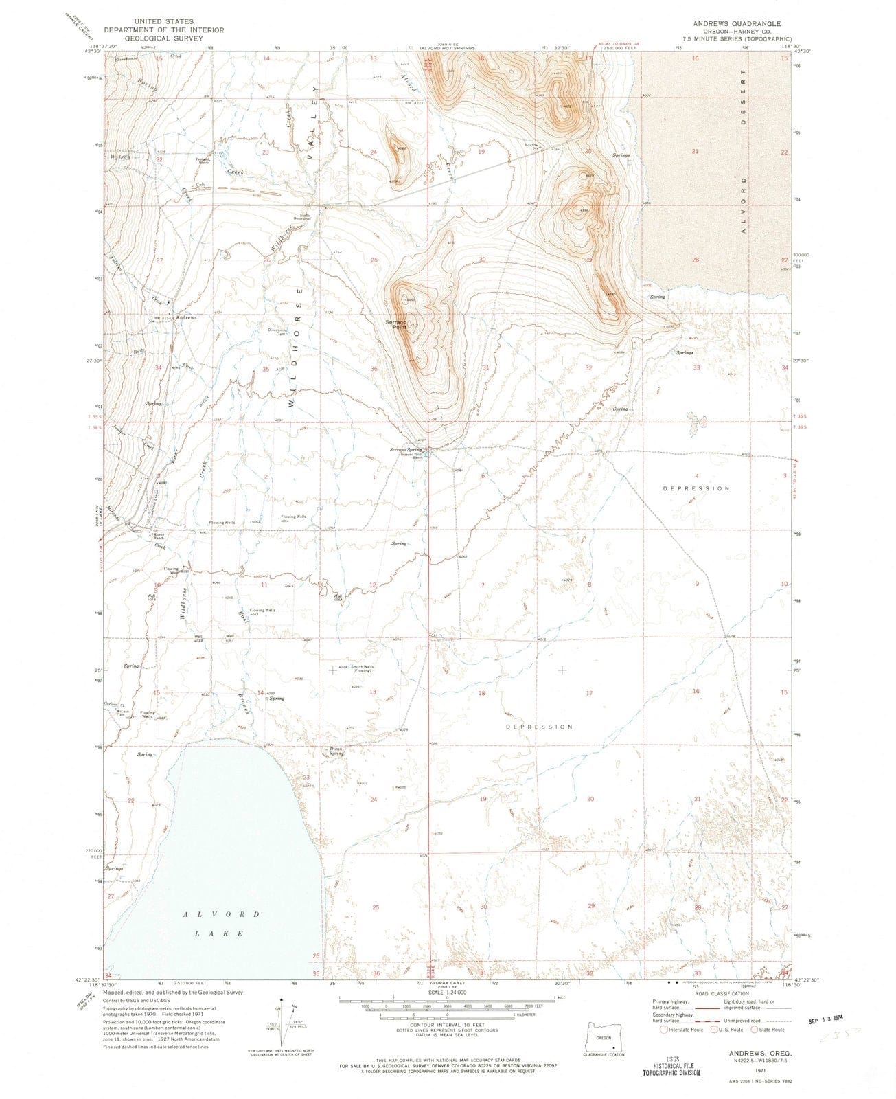 1971 Andrews, OR - Oregon - USGS Topographic Map – Historic Pictoric