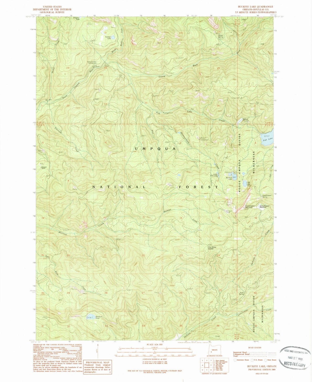 1989 Buckeye Lake, OR - Oregon - USGS Topographic Map - Historic Pictoric