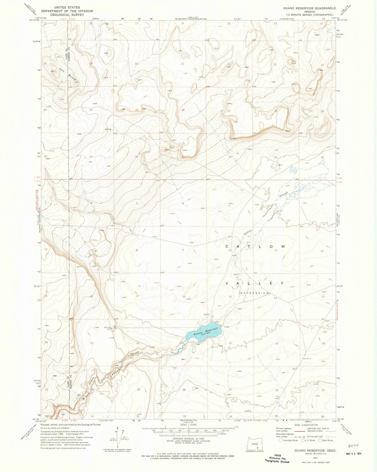 1971 Guano Reservoir, OR - Oregon - USGS Topographic Map – Historic ...