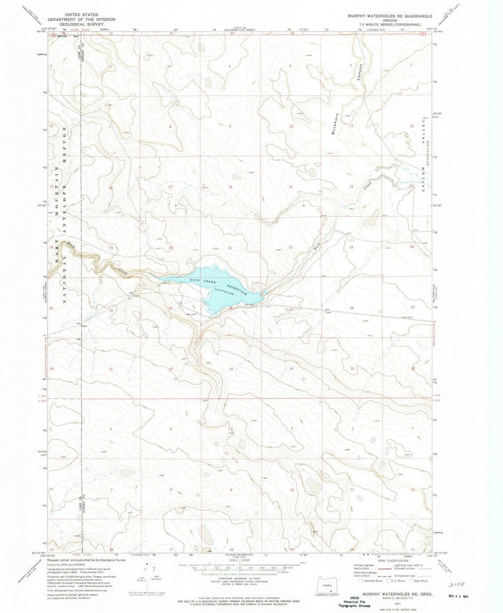 1971 Murphy Waterholes, OR - Oregon - USGS Topographic Map – Historic ...