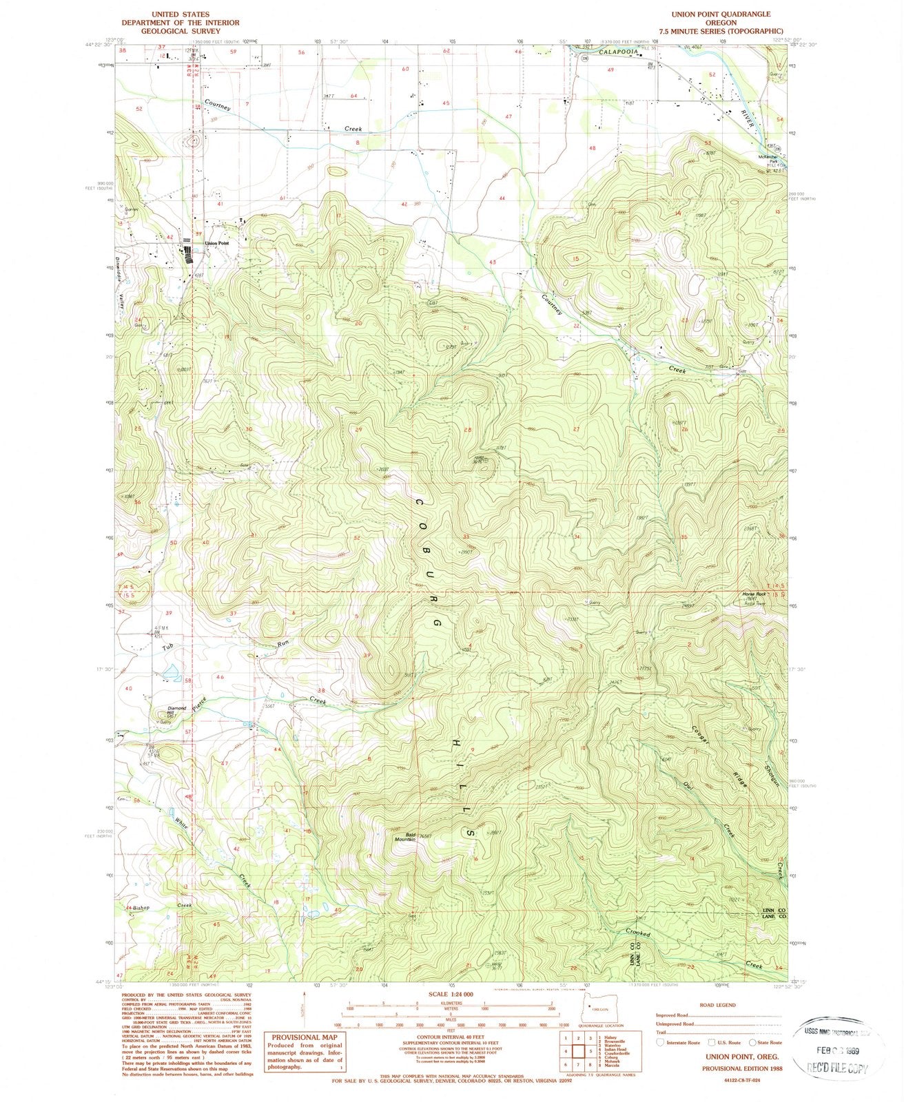 1988 Union Point, OR - Oregon - USGS Topographic Map - Historic Pictoric