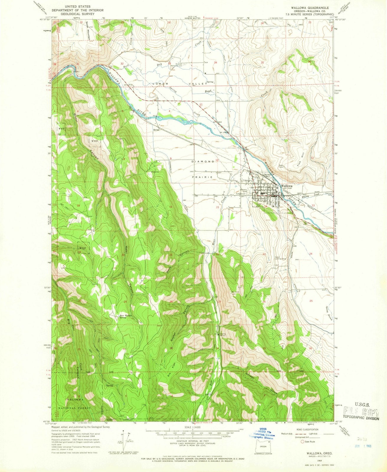 1964 Wallowa, OR - Oregon - USGS Topographic Map – Historic Pictoric