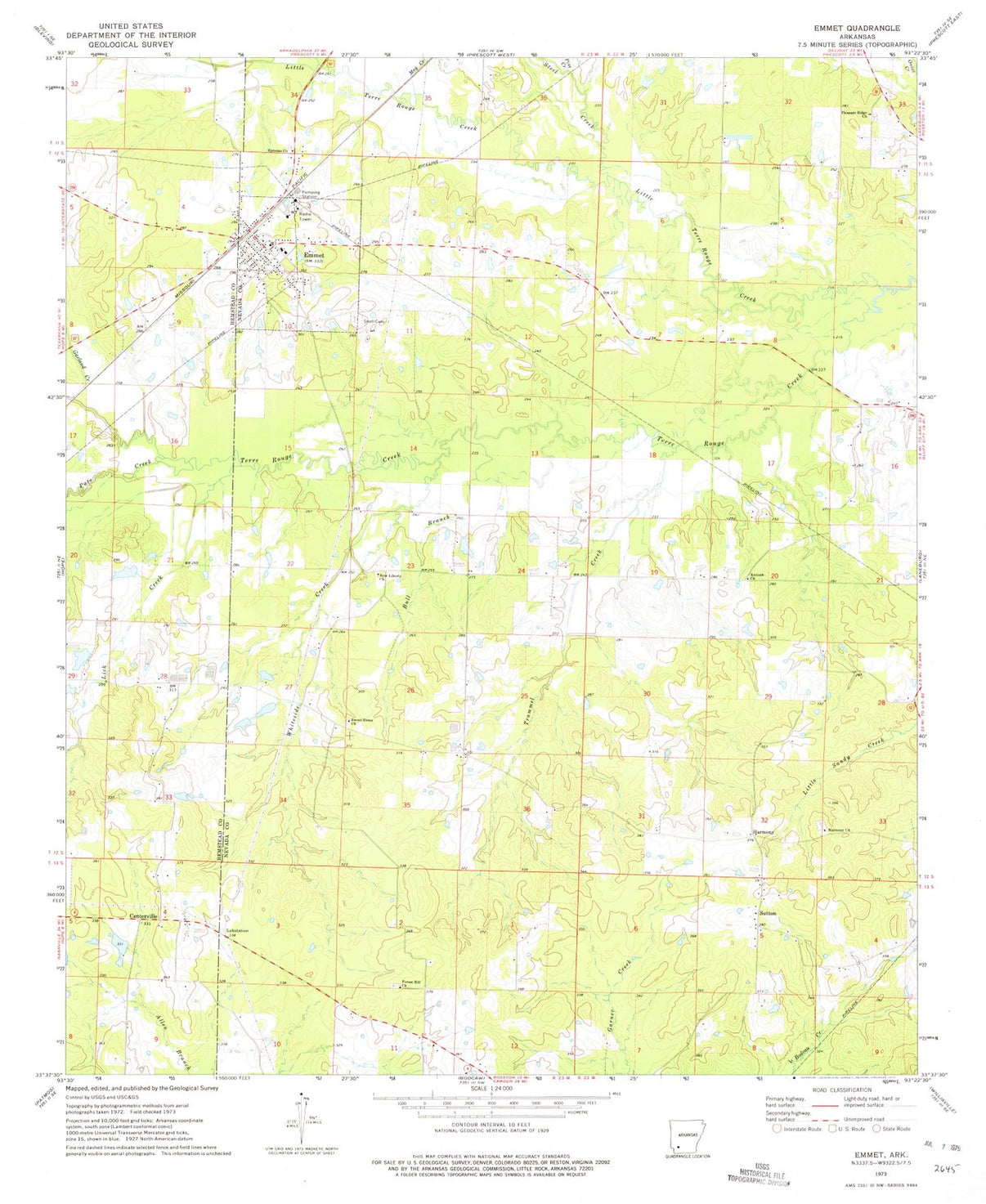 1973 Emmet, AR - Arkansas - USGS Topographic Map – Historic Pictoric