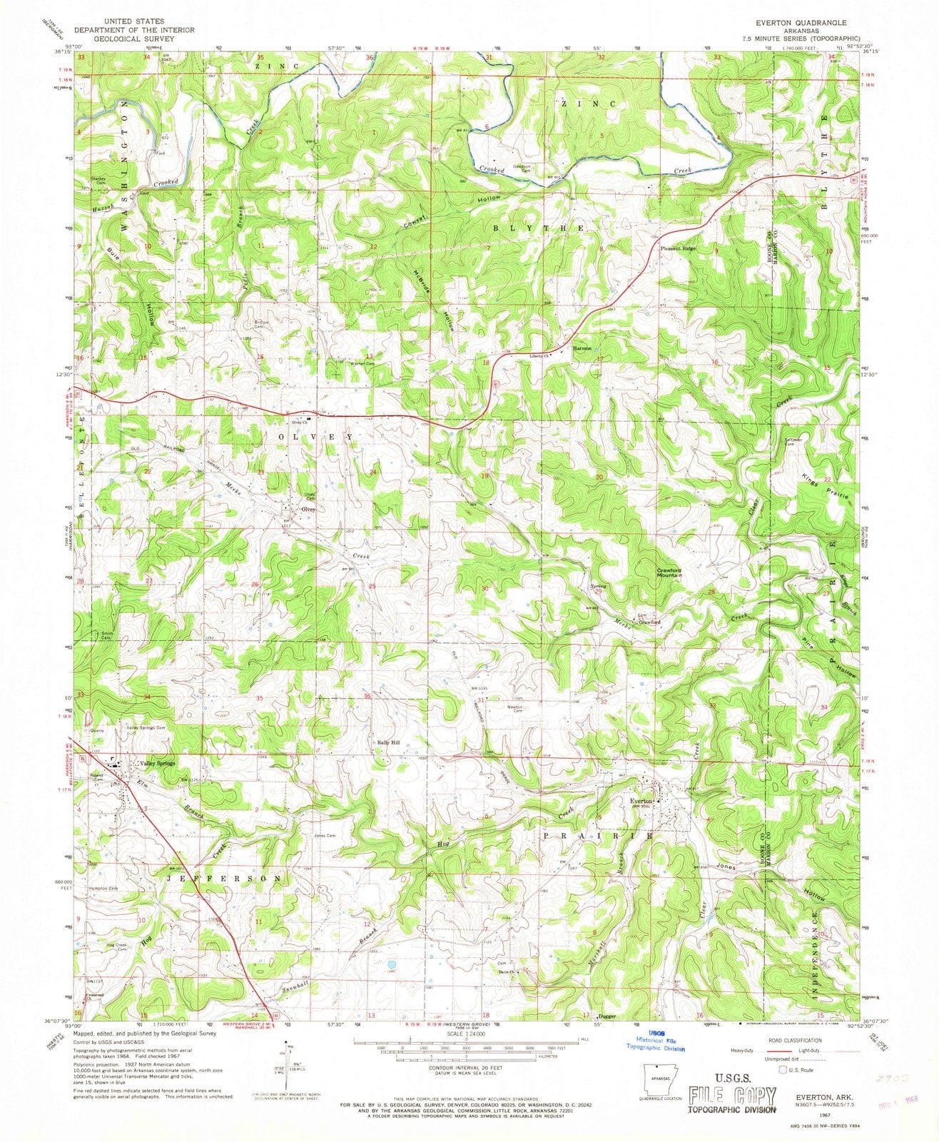 1967 Everton, AR - Arkansas - USGS Topographic Map – Historic Pictoric