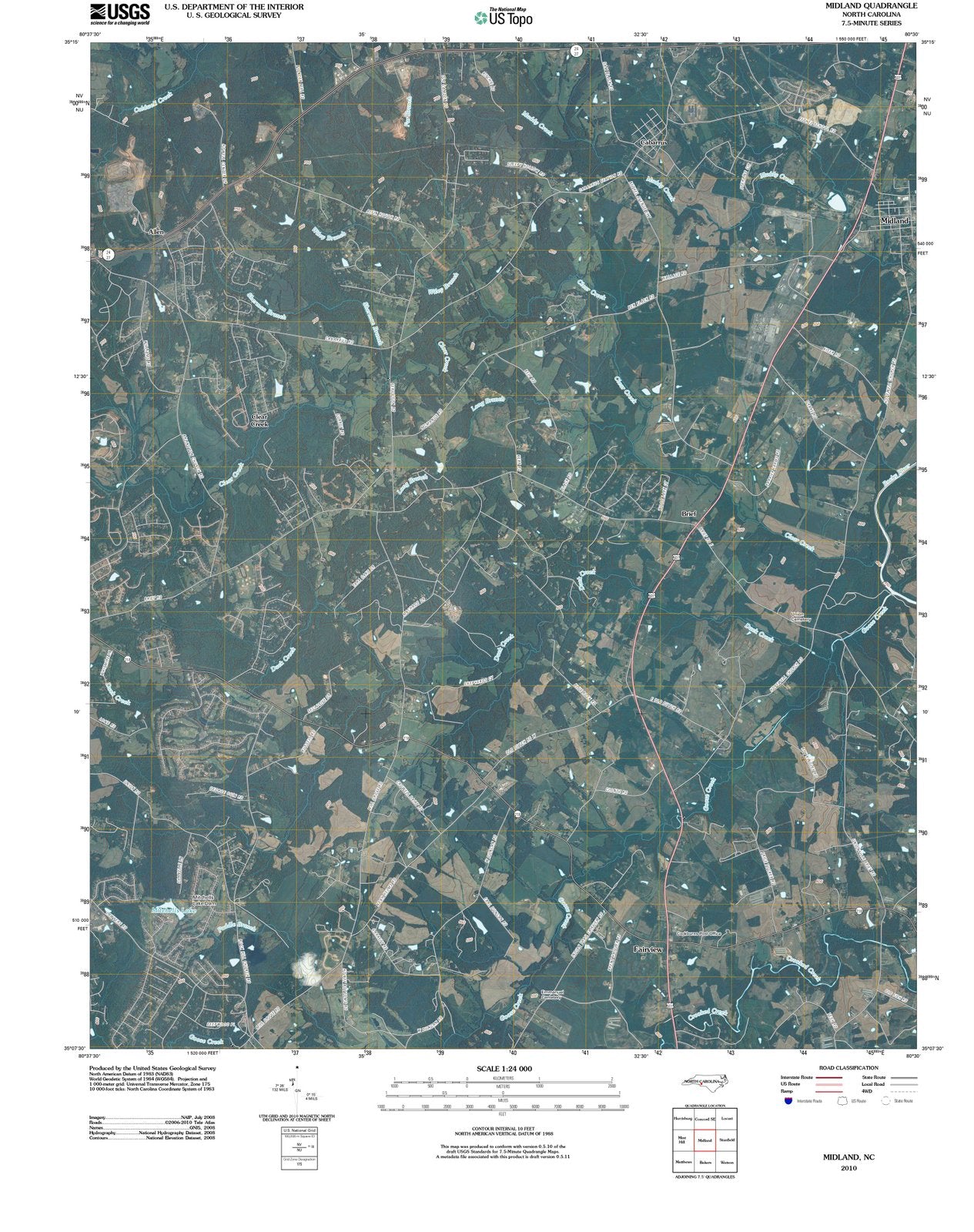 2010 Midland, NC - North Carolina - USGS Topographic Map – Historic ...