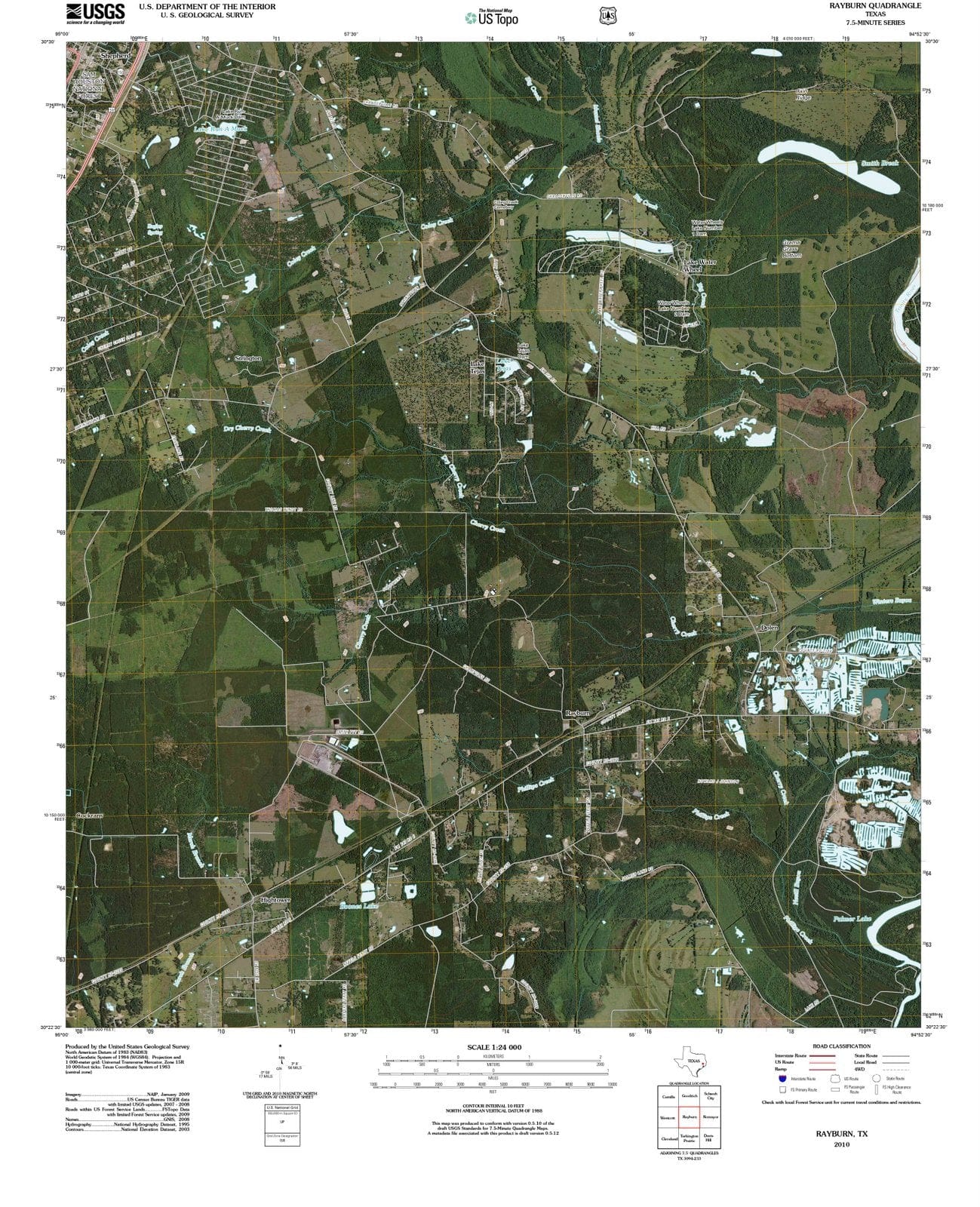 2010 Rayburn, TX - Texas - USGS Topographic Map – Historic Pictoric