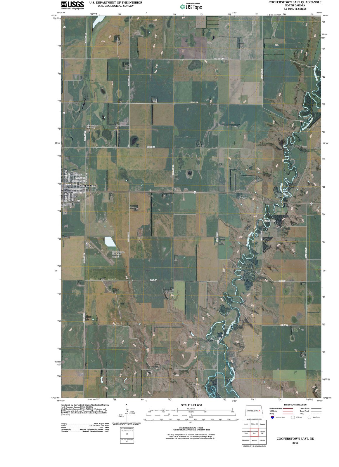 2011 Cooperstown East, ND - North Dakota - USGS Topographic Map ...