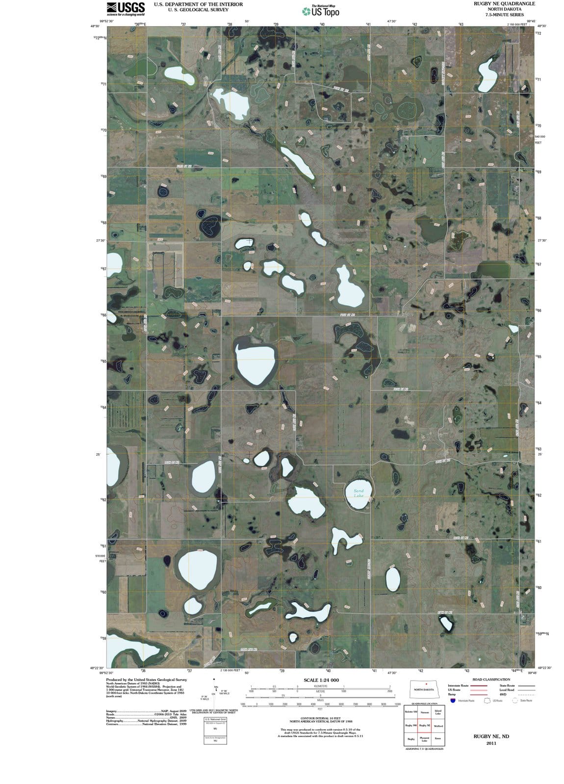 2011 Rugby, ND - North Dakota - USGS Topographic Map v2 - Historic Pictoric