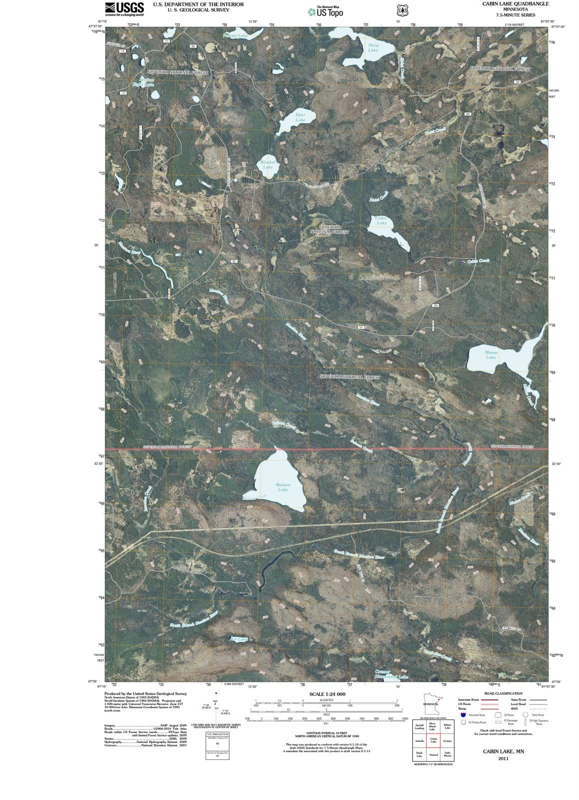 2011 Cabin Lake, MN - Minnesota - USGS Topographic Map – Historic Pictoric